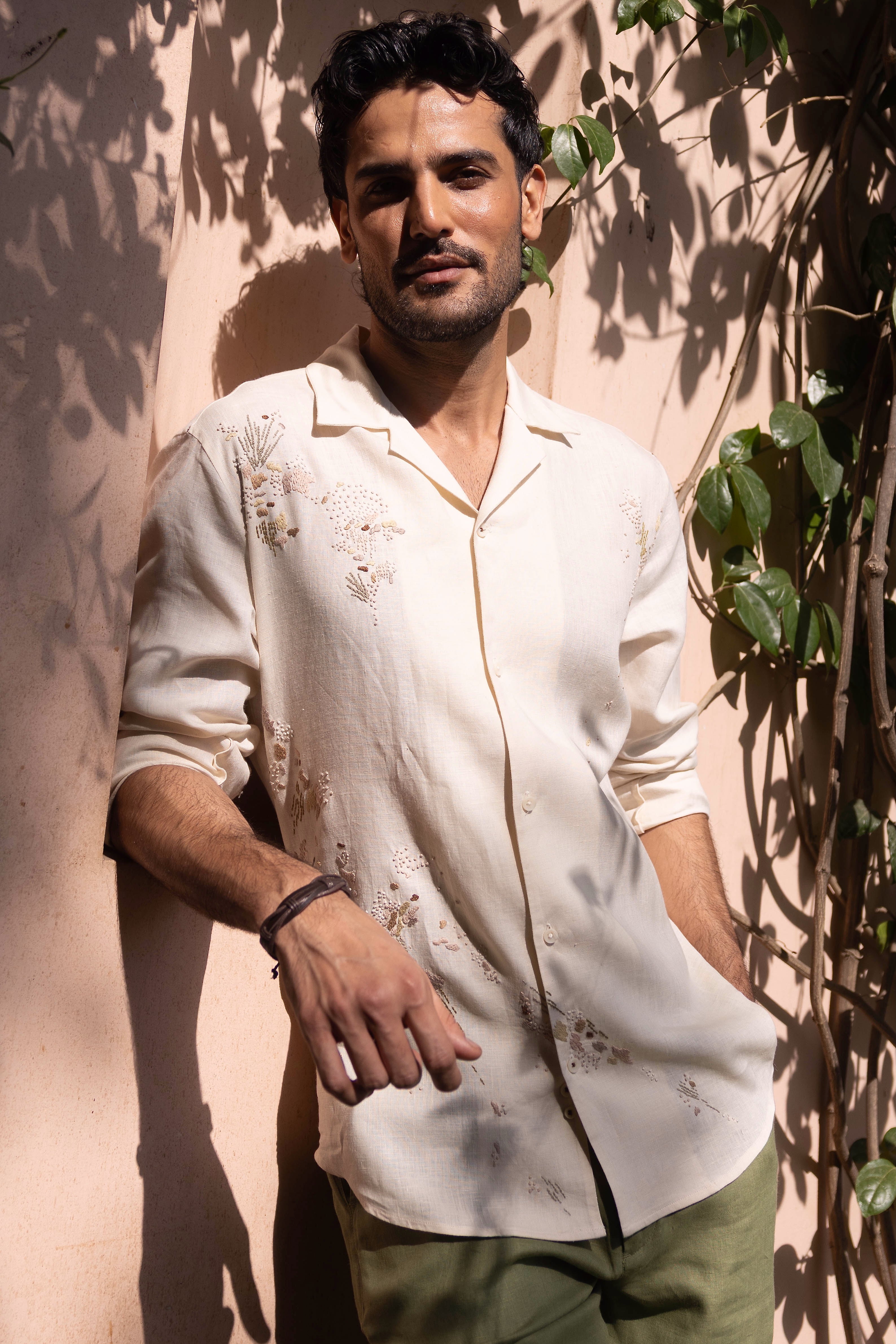 Wildflower Drift Linen Embroidered Shirt – Asuka Couture