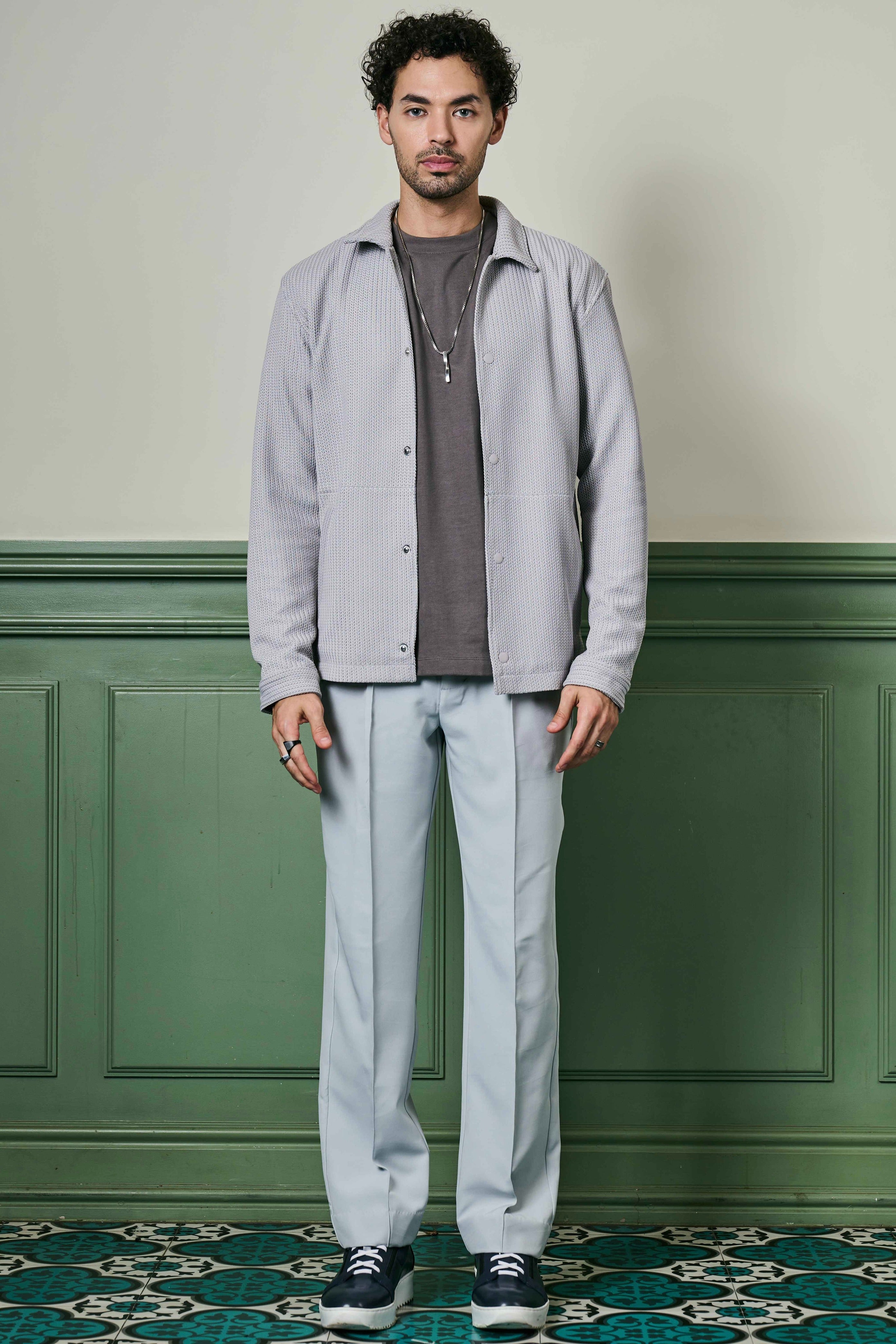 Buy Quality Light Grey Textured Knit Jacket – Shop Today with Ease ...