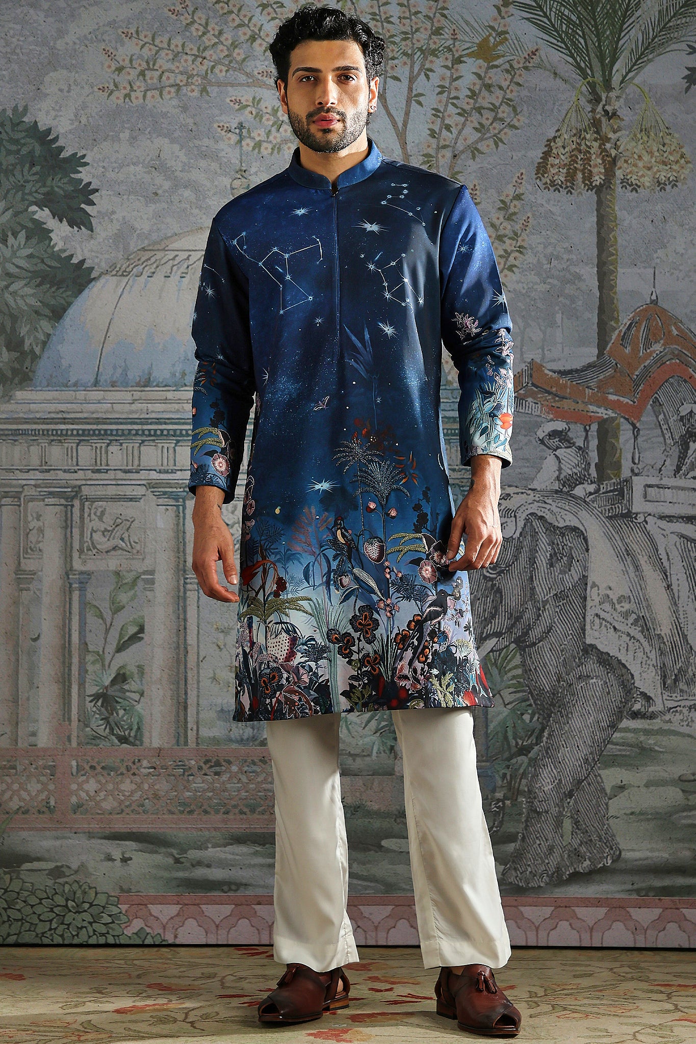 Midnight Constellation Printed Kurta Set – Asuka Couture